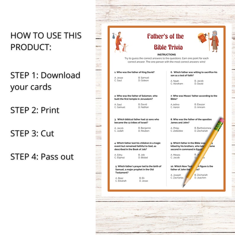 Fathers Day Bible Trivia Game, Fathers of the Bible, Sunday School Game ...