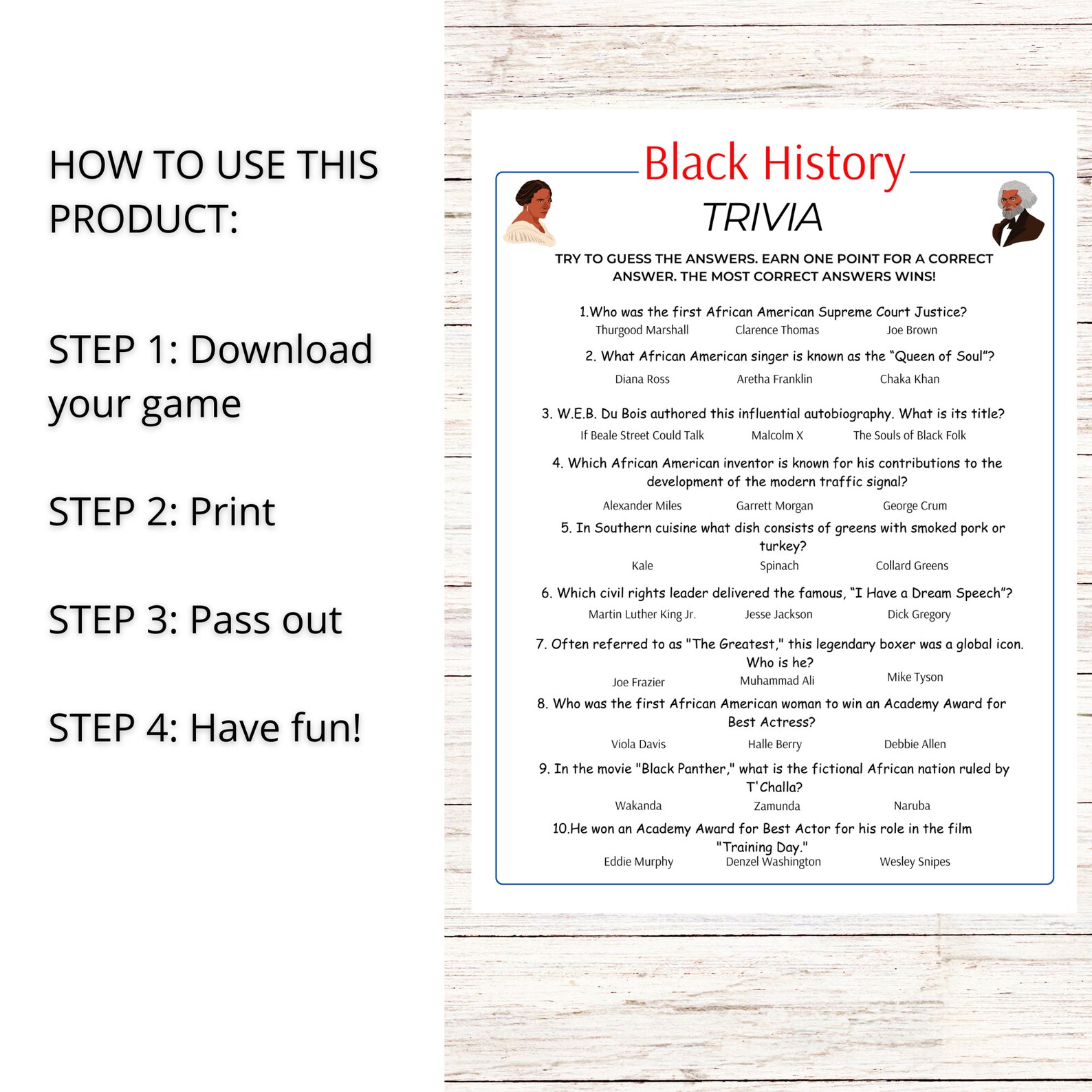 Black History Trivia Game, Black History Game for Kids and Adults ...