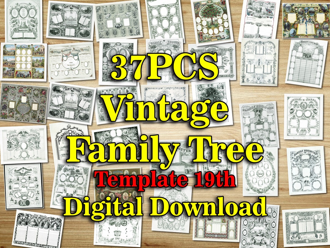 37 High Quality Templates, Vintage Family Tree, Family Tree 19th ...