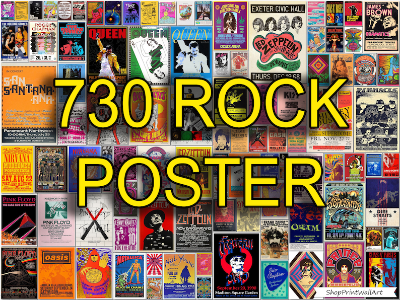 730pcs Classic Rock Posters 1 Rock Concert Poster Retro Etsy