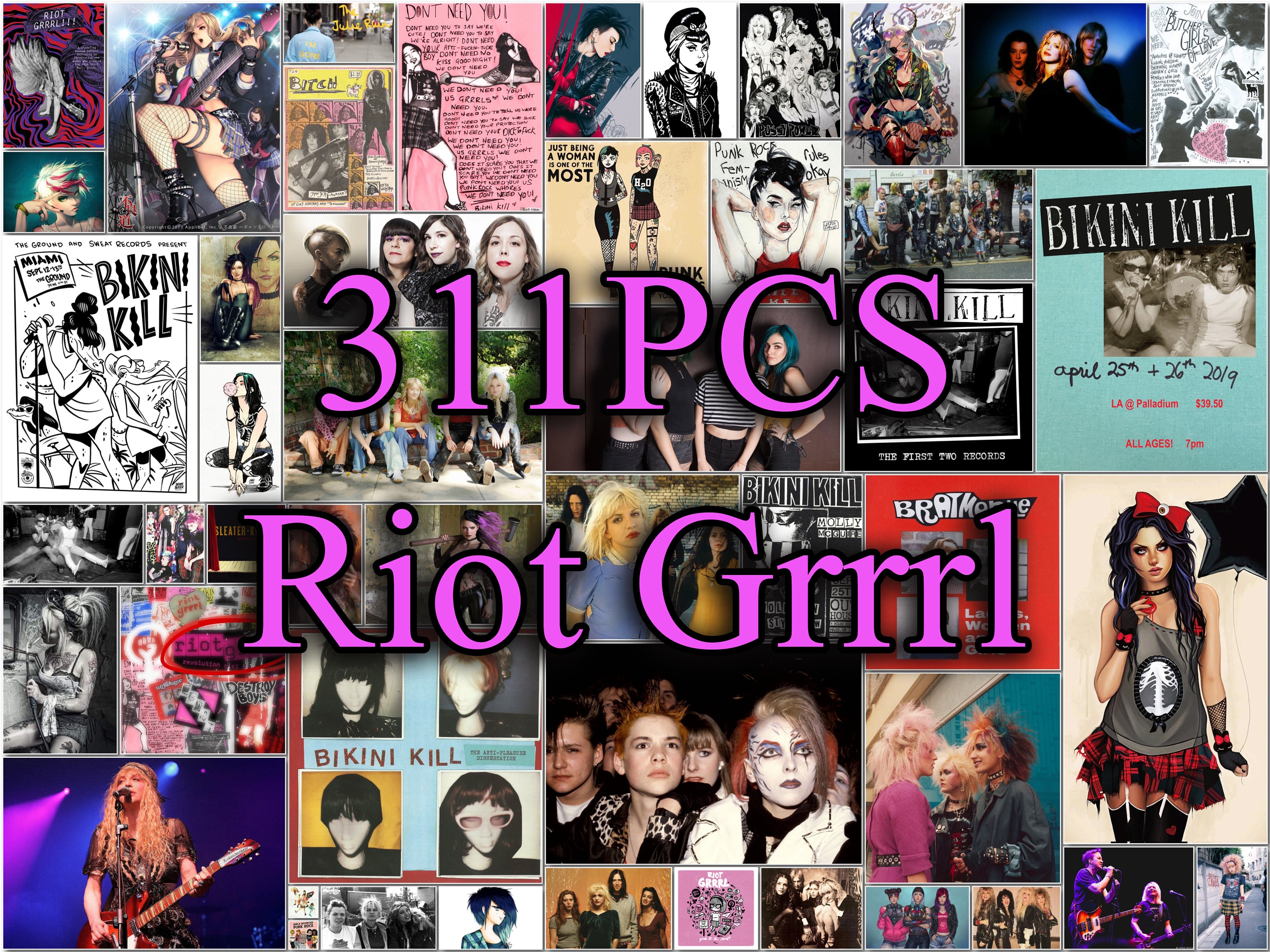 311pcs Riot Grrrl Wall Collage Kit 90s Girl Punk Posters Etsy