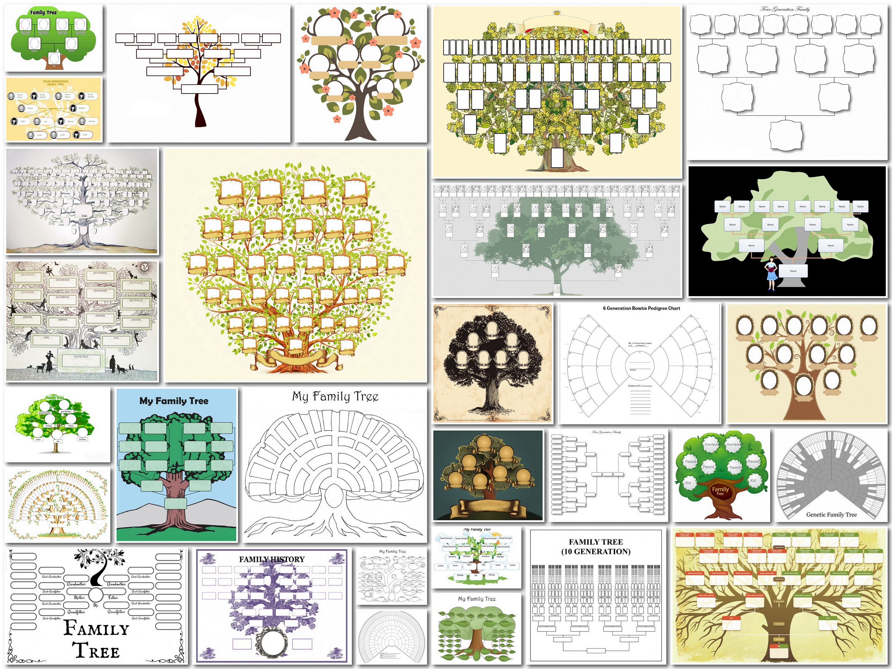 Family Tree Chart Fillable Family Tree Diagram Genealogy, 47% OFF