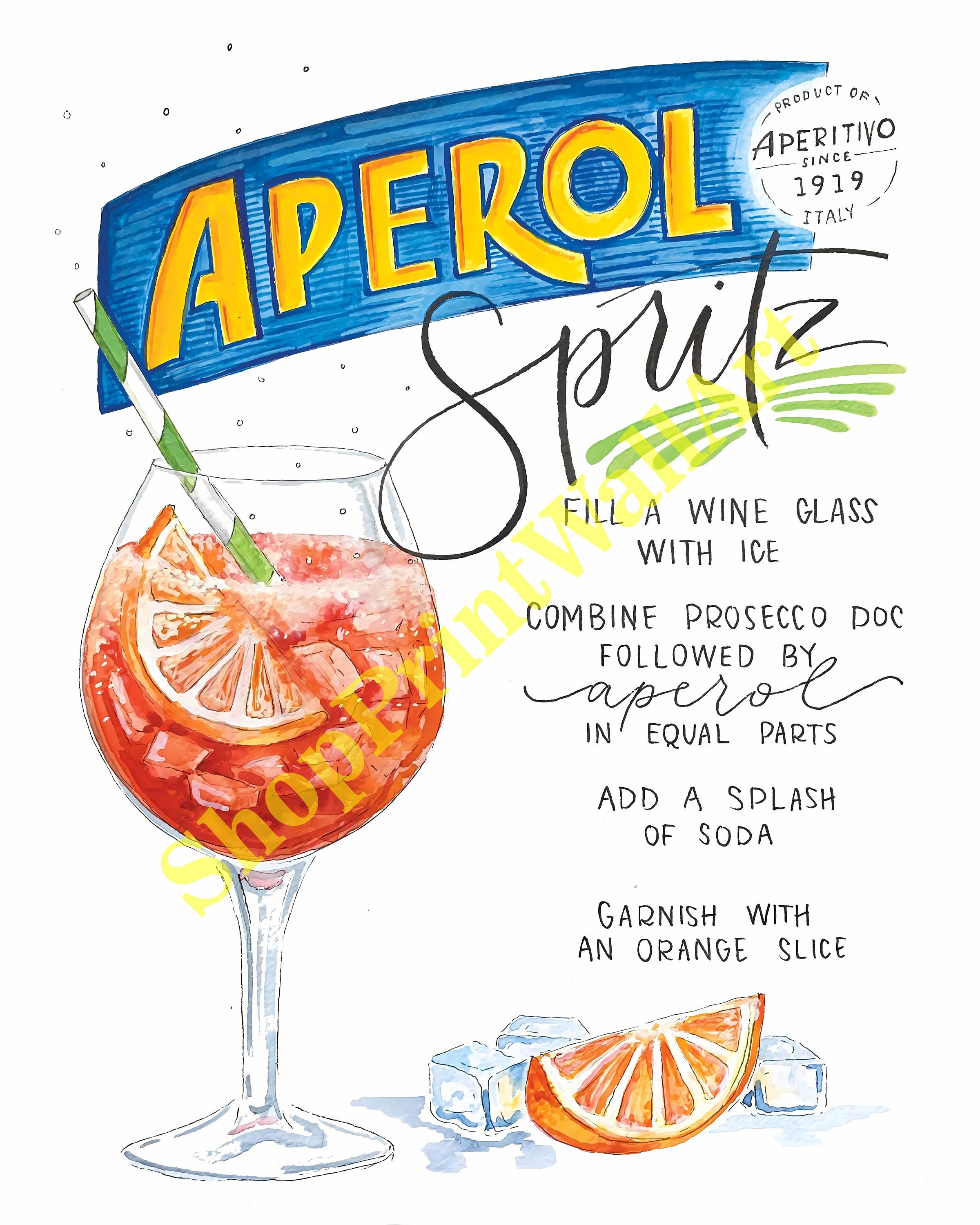 Aperol Spritz, Aperol Print, Aperol Poster, Aperol, Aperol Spritz Art ...