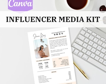 Content Creator Media Kit Template | Instagram Influencer Rate Sheet | Blogger Press Kit Canva ...