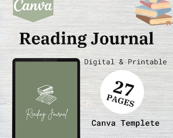 Canva Templates Reading Journal Book and Reading Planner Reading ...