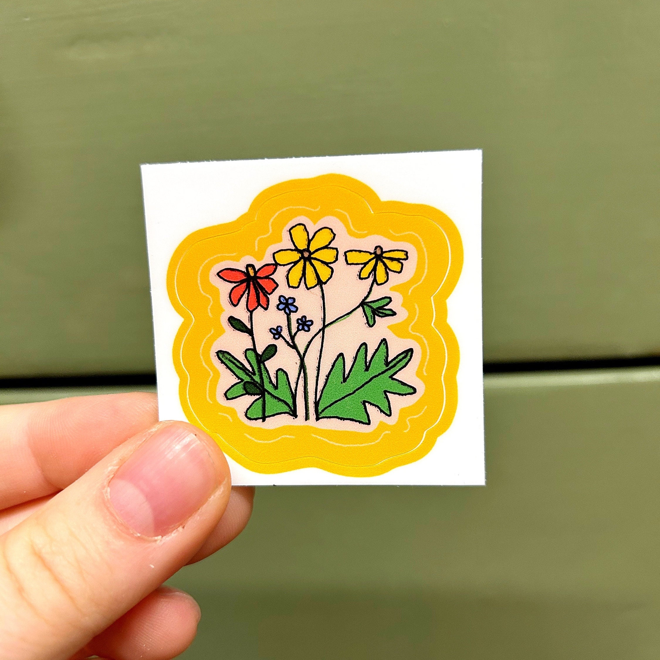 Mini Yellow Flowers Sticker, Bumper Sticker, Vinyl Sticker ...