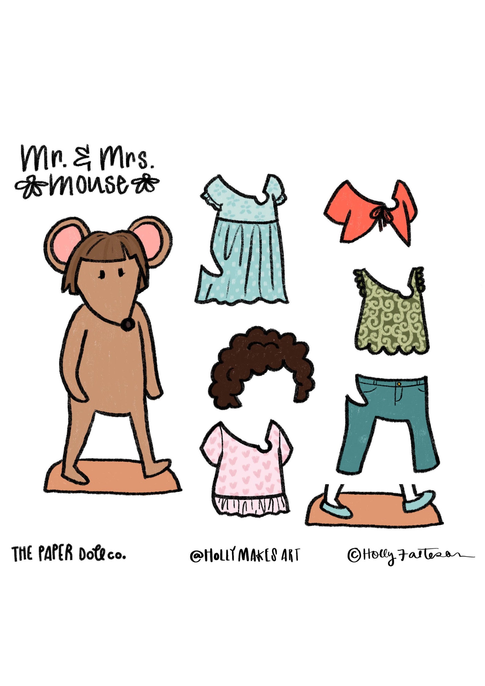 Mrs. Mouse Paper Doll - Etsy