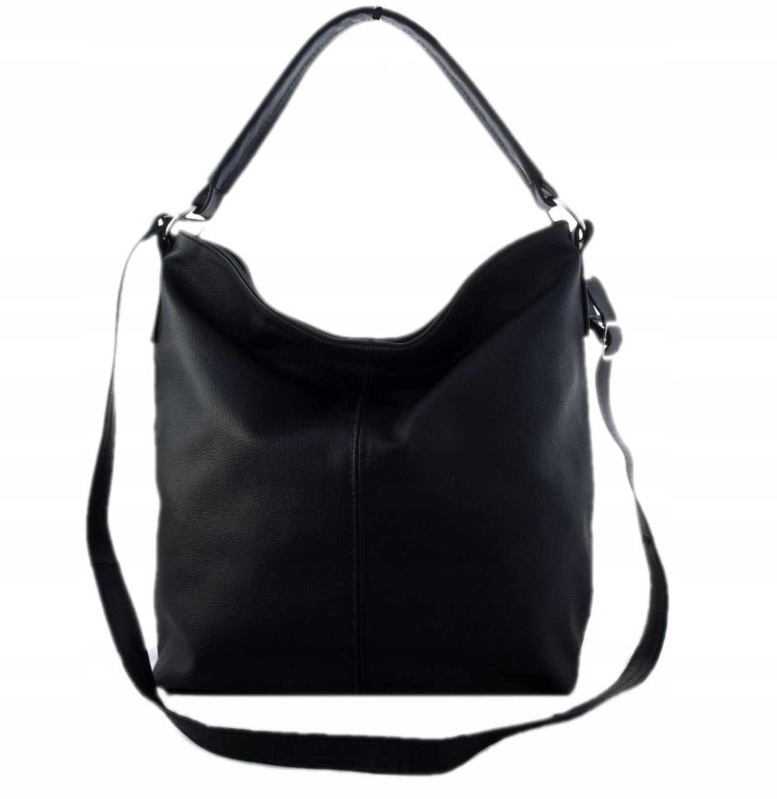 Black Leather Hobo Bag Leather Tote Bag With Pockets Black - Etsy