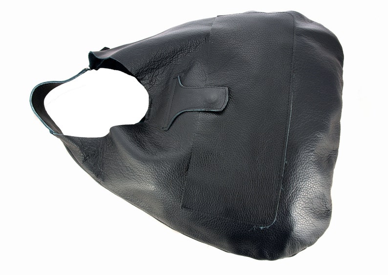 Leather Tote Bag With Pockets, Black Handbag for Women, Everyday ...