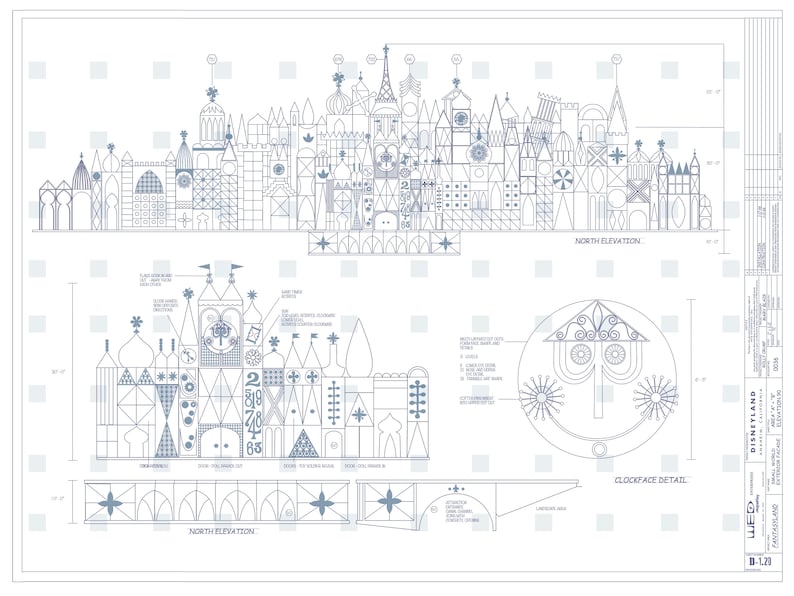 It's a Small World Blueprint Disneyland White/ Disney | Etsy