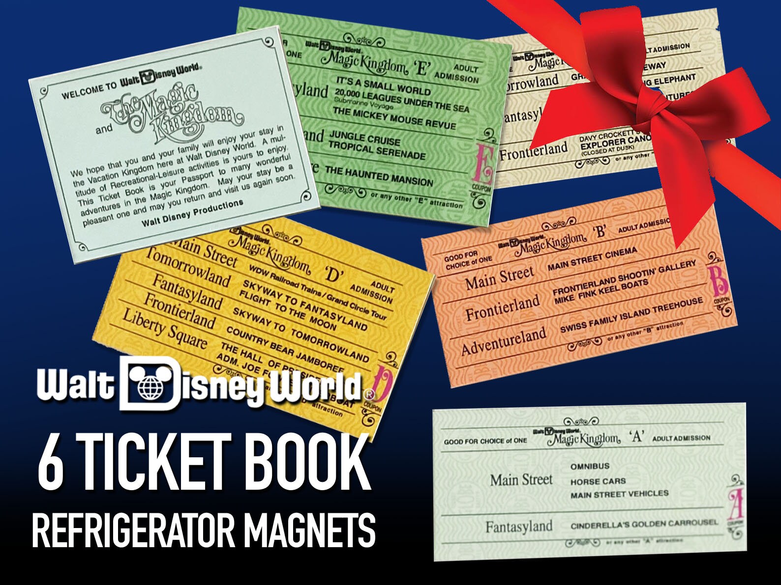 Disney World Magic Kingdom 6 Ticket Book Refrigerator Magnet Set | A,b ...
