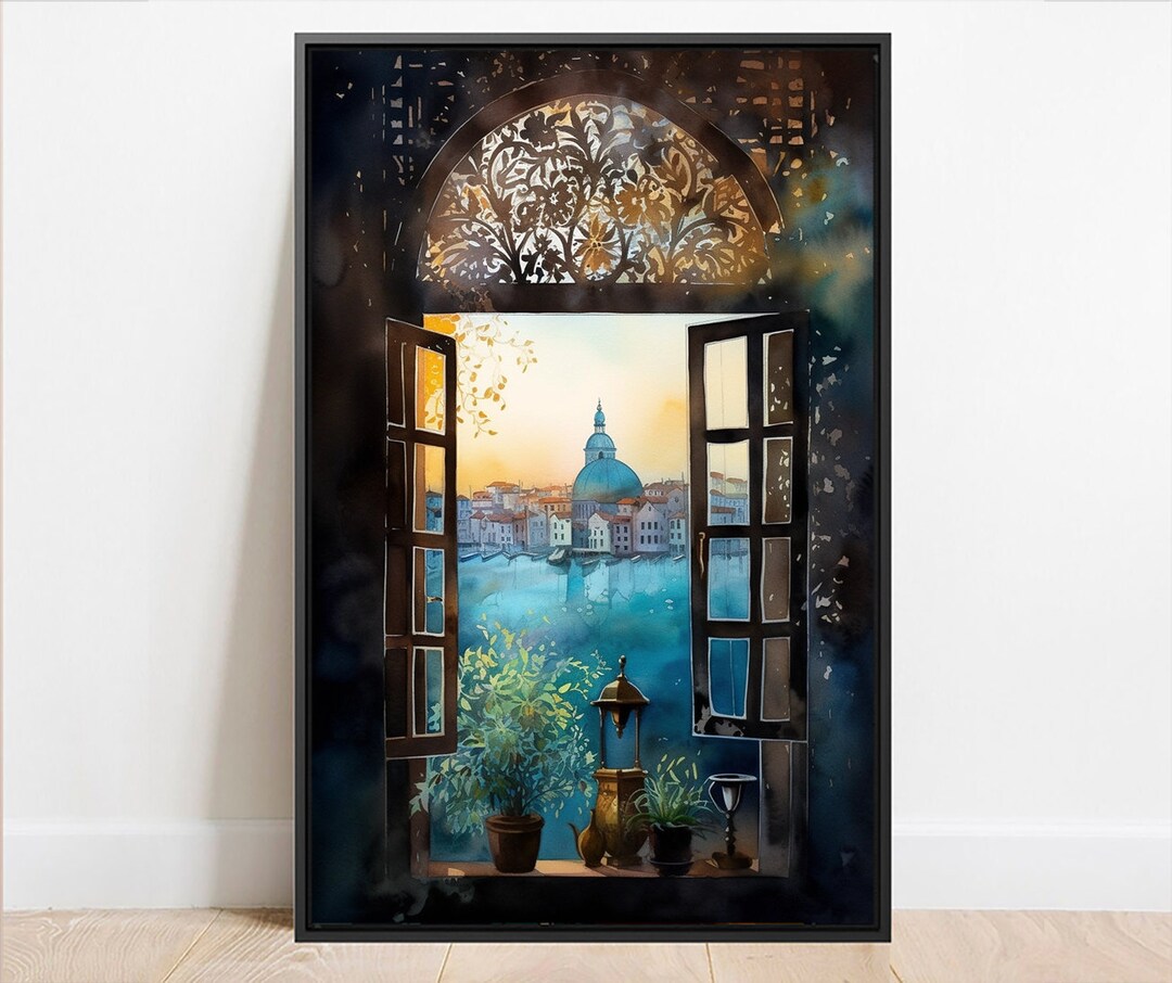 Persian Window Watercolor Artwork Prints and Framed Prints, Framed ...