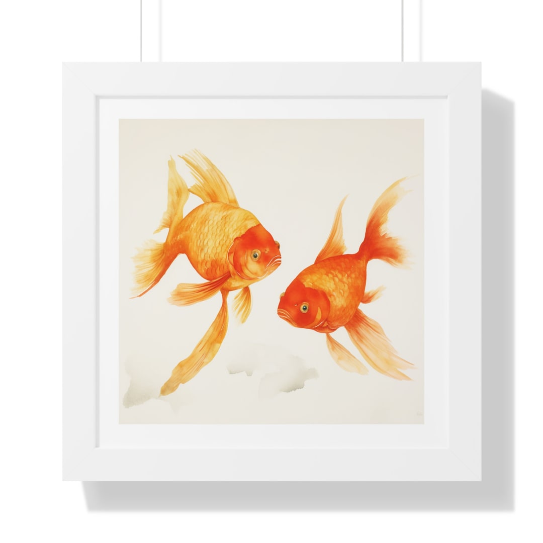 Goldfish Duo Watercolor Artwork, Framed Artwork, Wall Decor, Children's ...