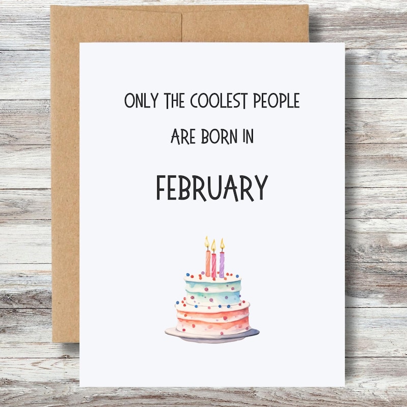February Birthday Card - Etsy