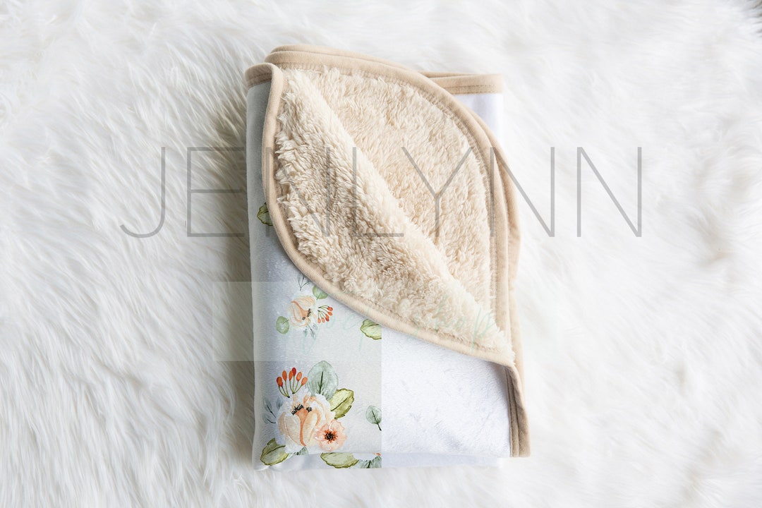 Tan Sherpa Minky Baby Blanket Mockup #2, Minky Blanket Mockup, Tan ...