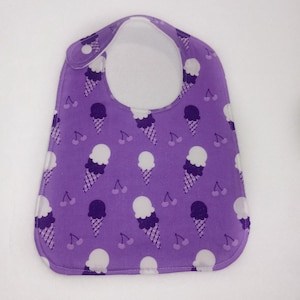 Baby Girl Bib, Ice Cream Bib, Unique Baby Bib, Purple Bib, Dribble Bib ...