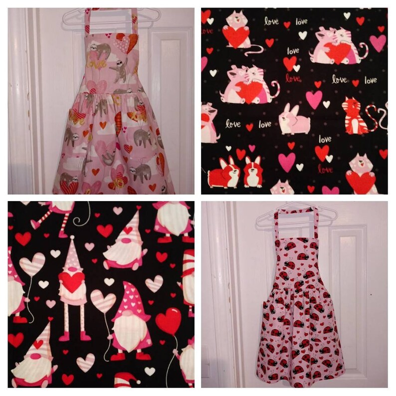 Girls Valentine Apron Pink Aprons for Girls Valentine Gift - Etsy