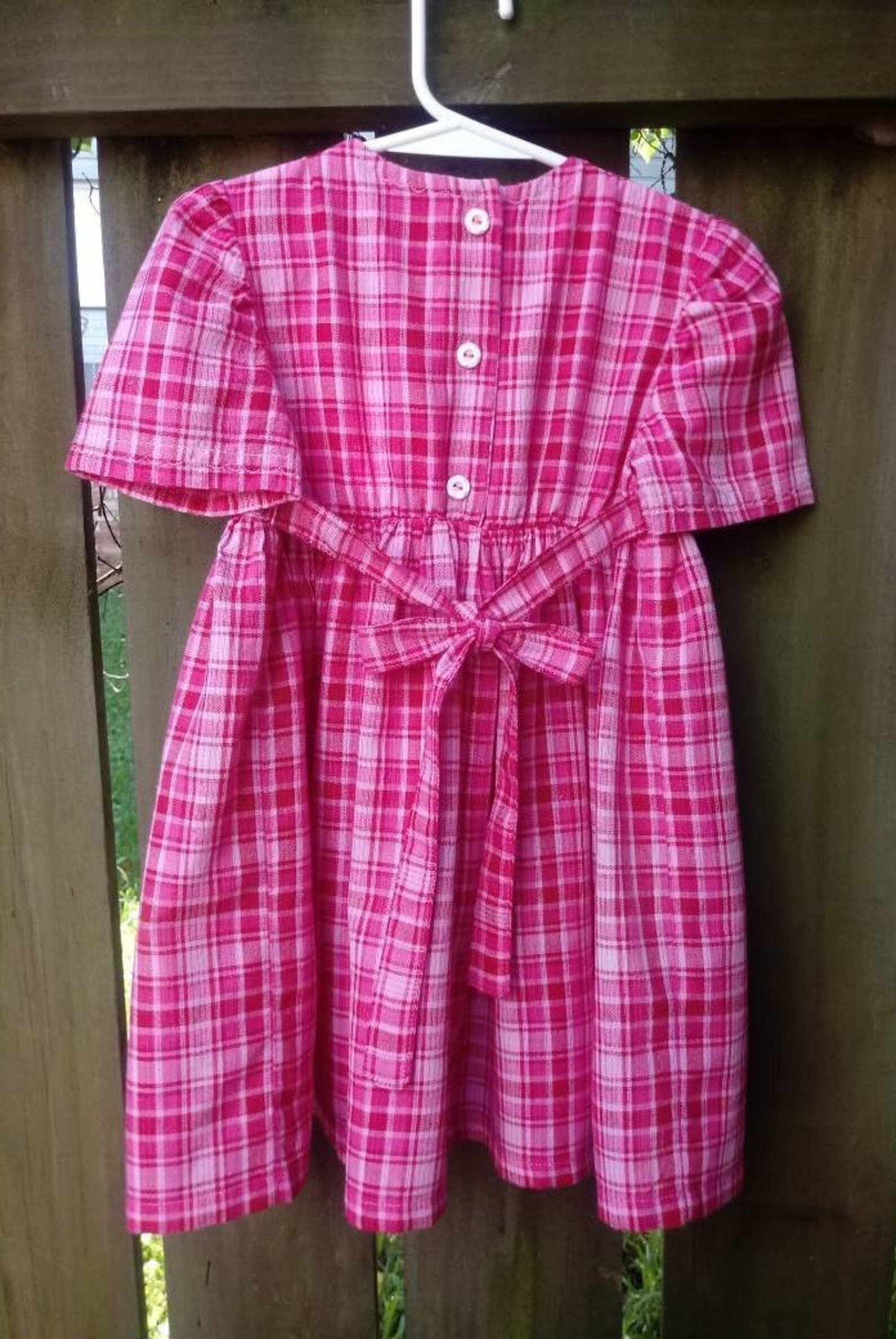 Vintage Style Dress Madras Dress Girls Size 3 Pink and Red - Etsy