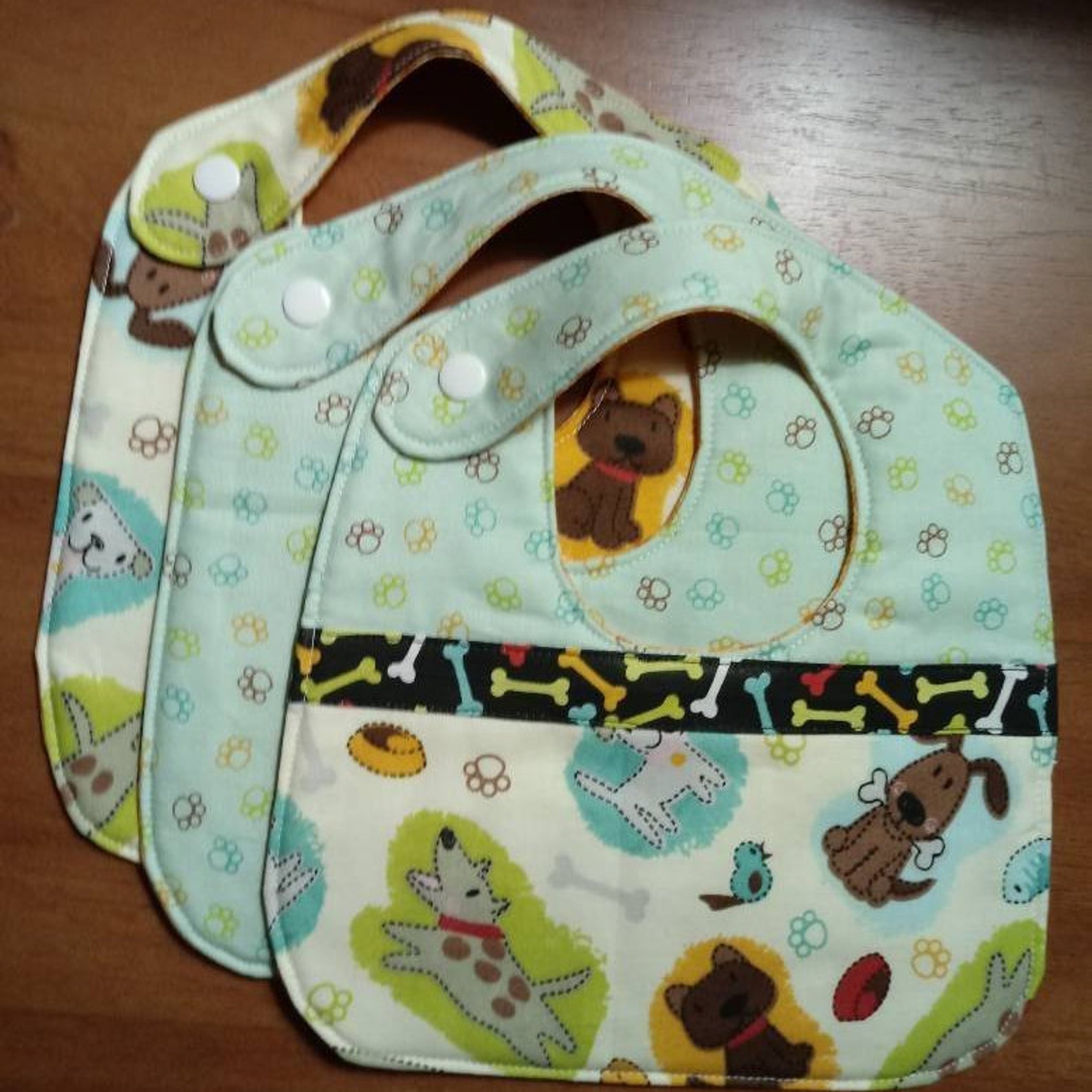 Puppy Dog Bib Set, Reversible Side Snap Baby Bib, Gender Neutral - Etsy