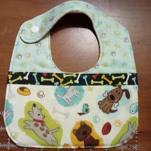 Gender Neutral Bib, Reversible Bib, Puppy Dog Bibs, Side Snap Closure ...