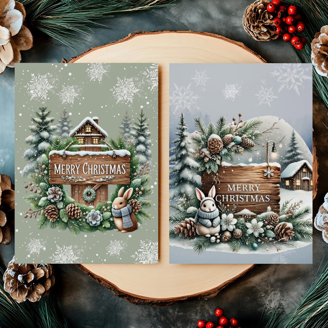 Christmas Card, 2 Card Designs to Choose From, Postcard, Greeting Card ...