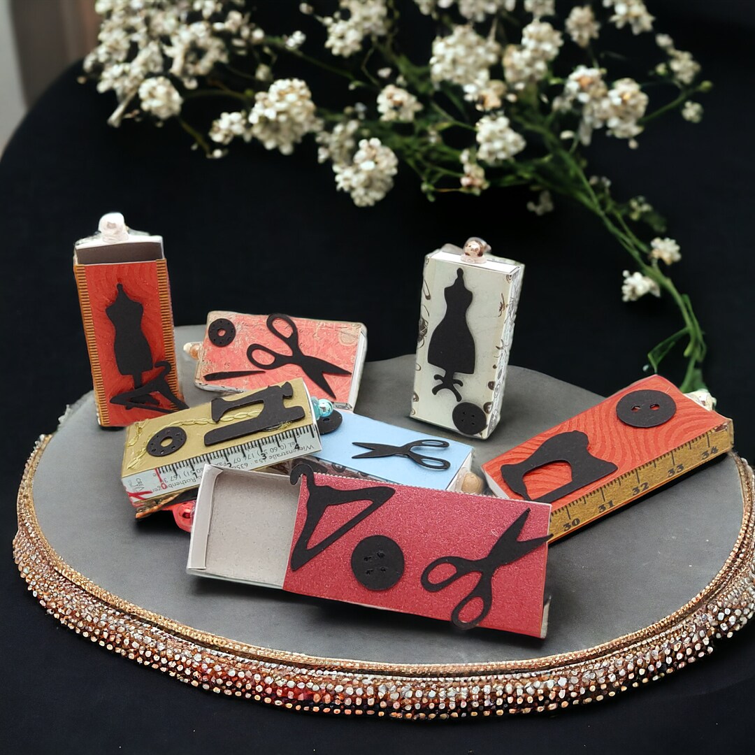 Money Gift Small Box, Tailor, Sewing, Decorated Matchbox as Original ...