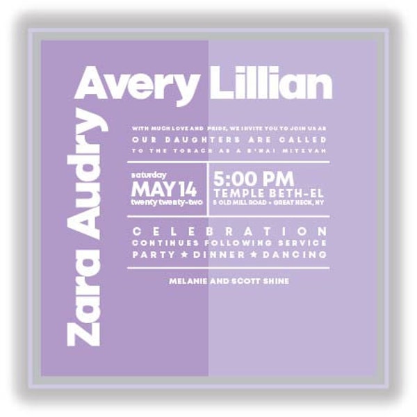 Bat Mitzvah Digital Invitation - Etsy