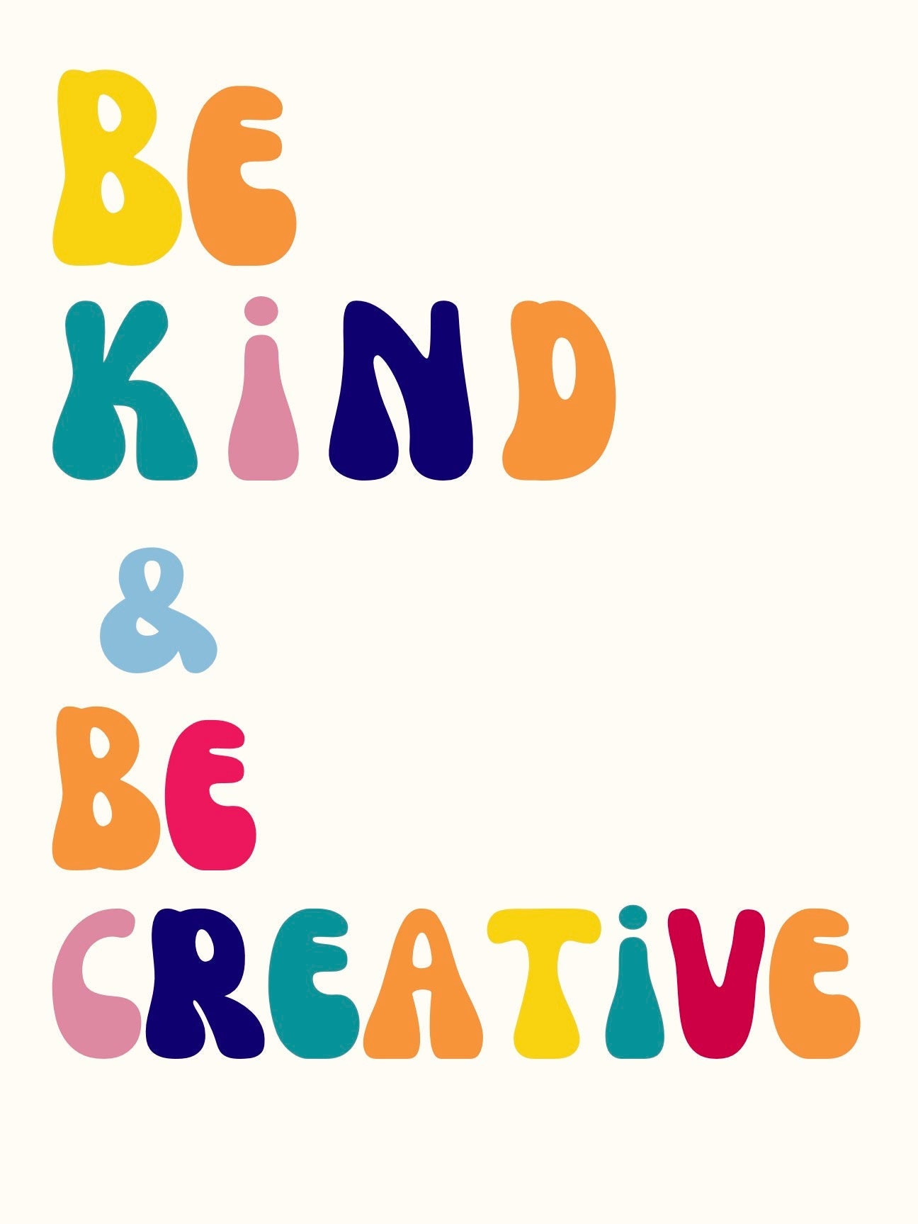 Be Kind & Be Creative Print | Retro Print | Retro Poster Print | Retro ...