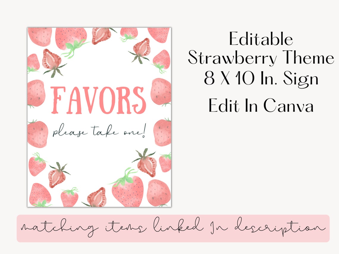 Editable Strawberry Party Signs-berry First Birthday Decorations ...