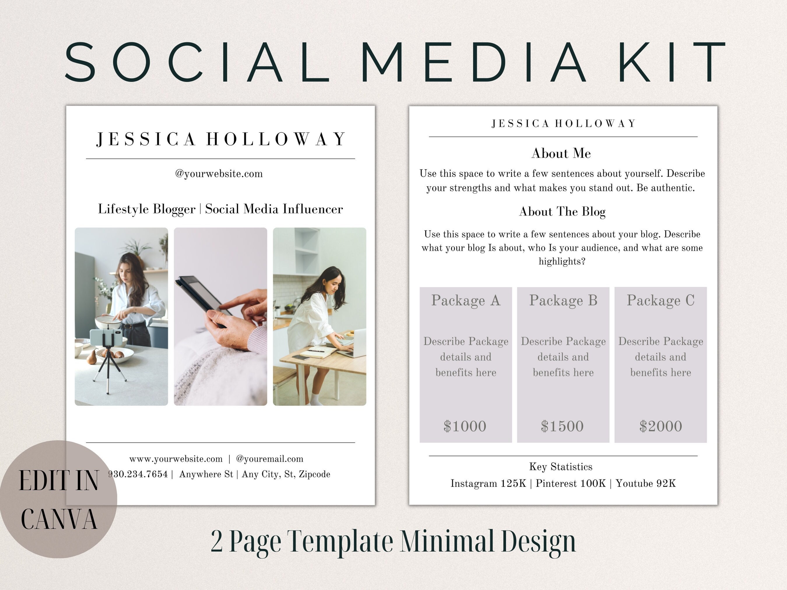 Media Kit for Micro Influencer-business Media Kit-media Kit Influencer ...