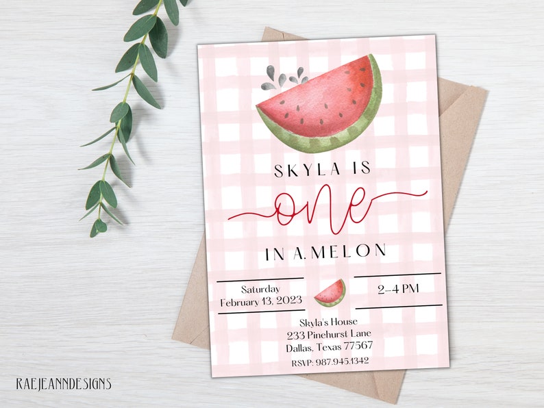 Watermelon First Birthday Invitation-one in A Melon - Etsy