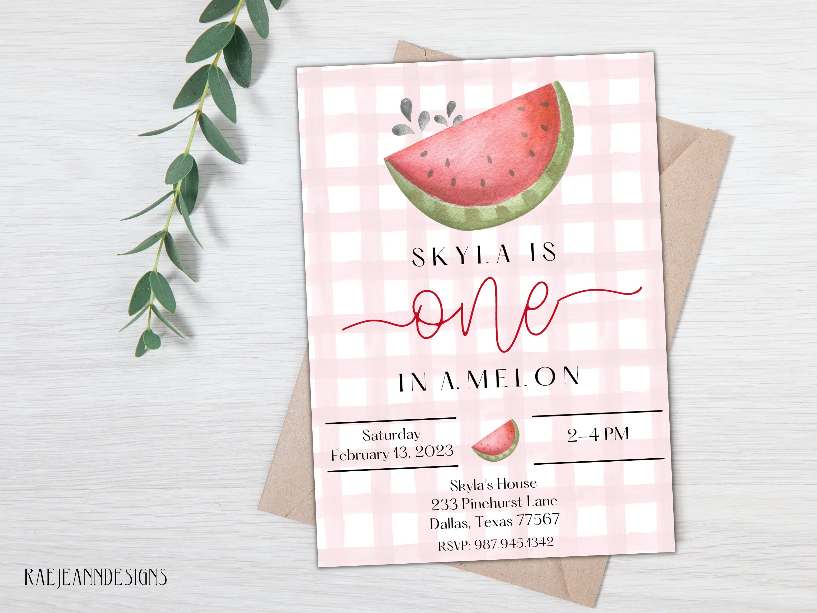 Watermelon First Birthday Invitation-one in A Melon - Etsy