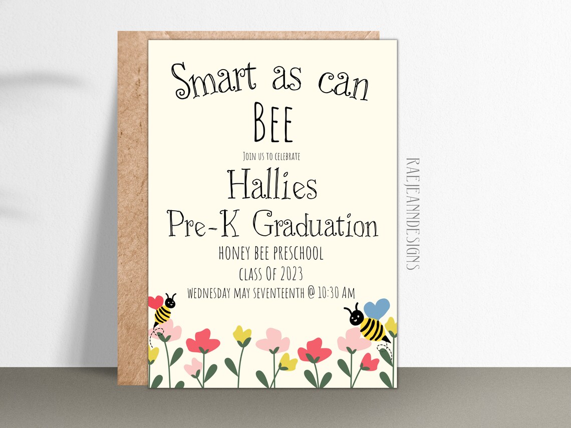 Preschool Graduation Invitation-preschool Invitation-kindergarten ...