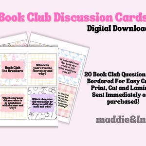 Book Club Questions-book Club Discussion Cards-book Club Guide-book ...