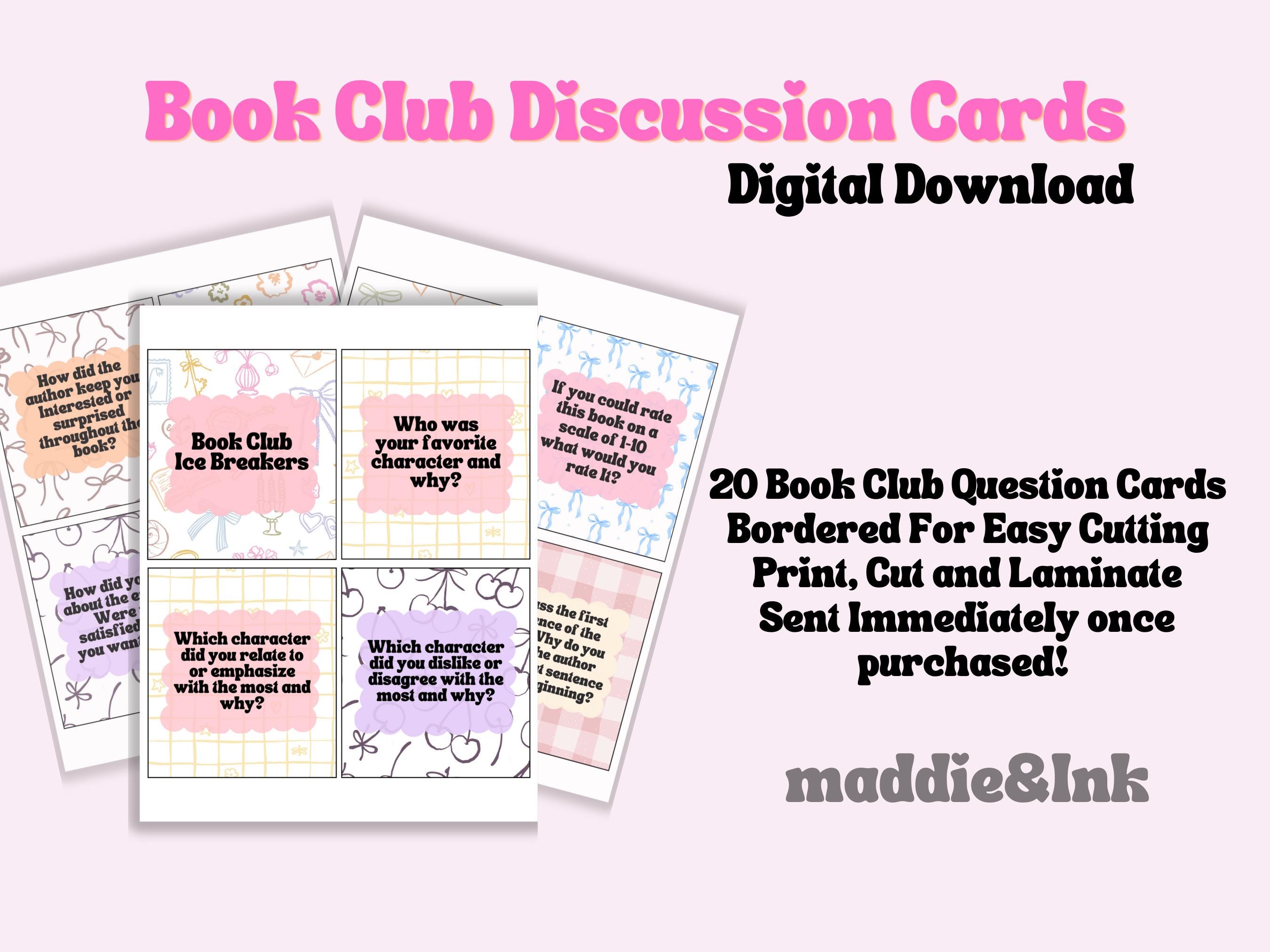 Book Club Questions-book Club Discussion Cards-book Club Guide-book ...
