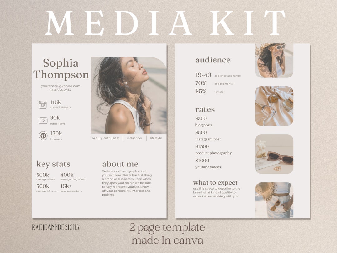 Minimal Media Kit-2 Page Media Kit-blogger Media Kit-rate Card Template ...