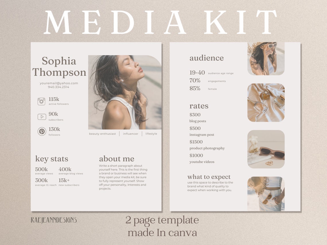 Minimal Media Kit-2 Page Media Kit-blogger Media Kit-rate Card Template ...