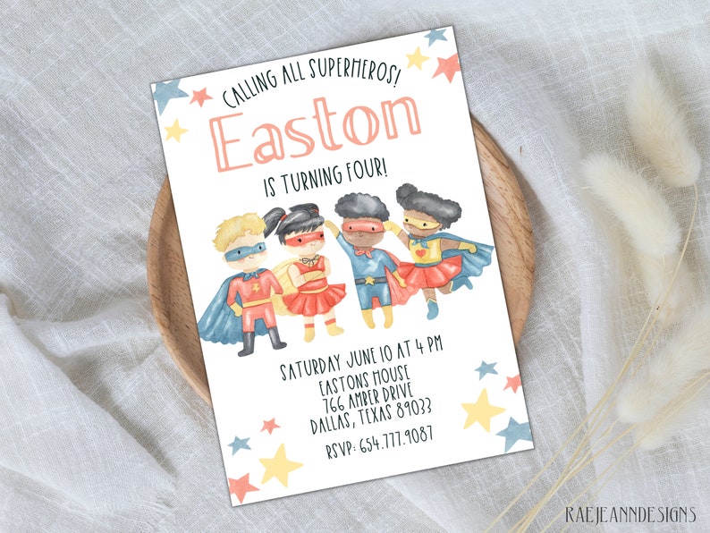 Superhero Birthday Invitation Digital-superhero Birthday Invitation ...