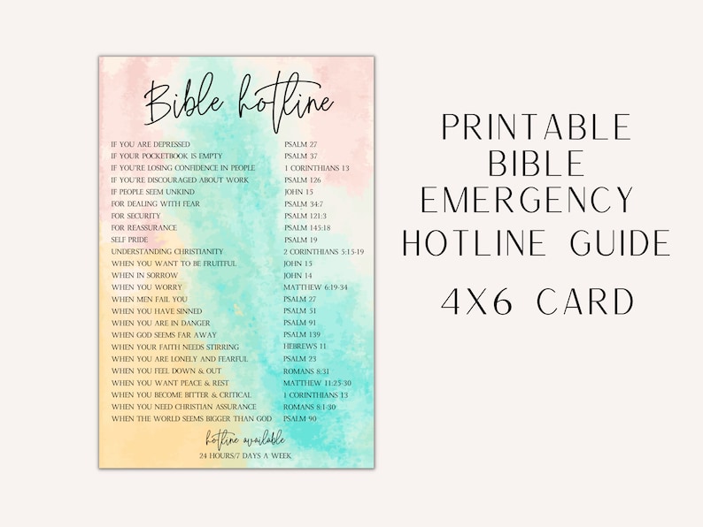 Bible Emergency Numbers-bible Hotline-bible Verse Cards-bible Verse ...