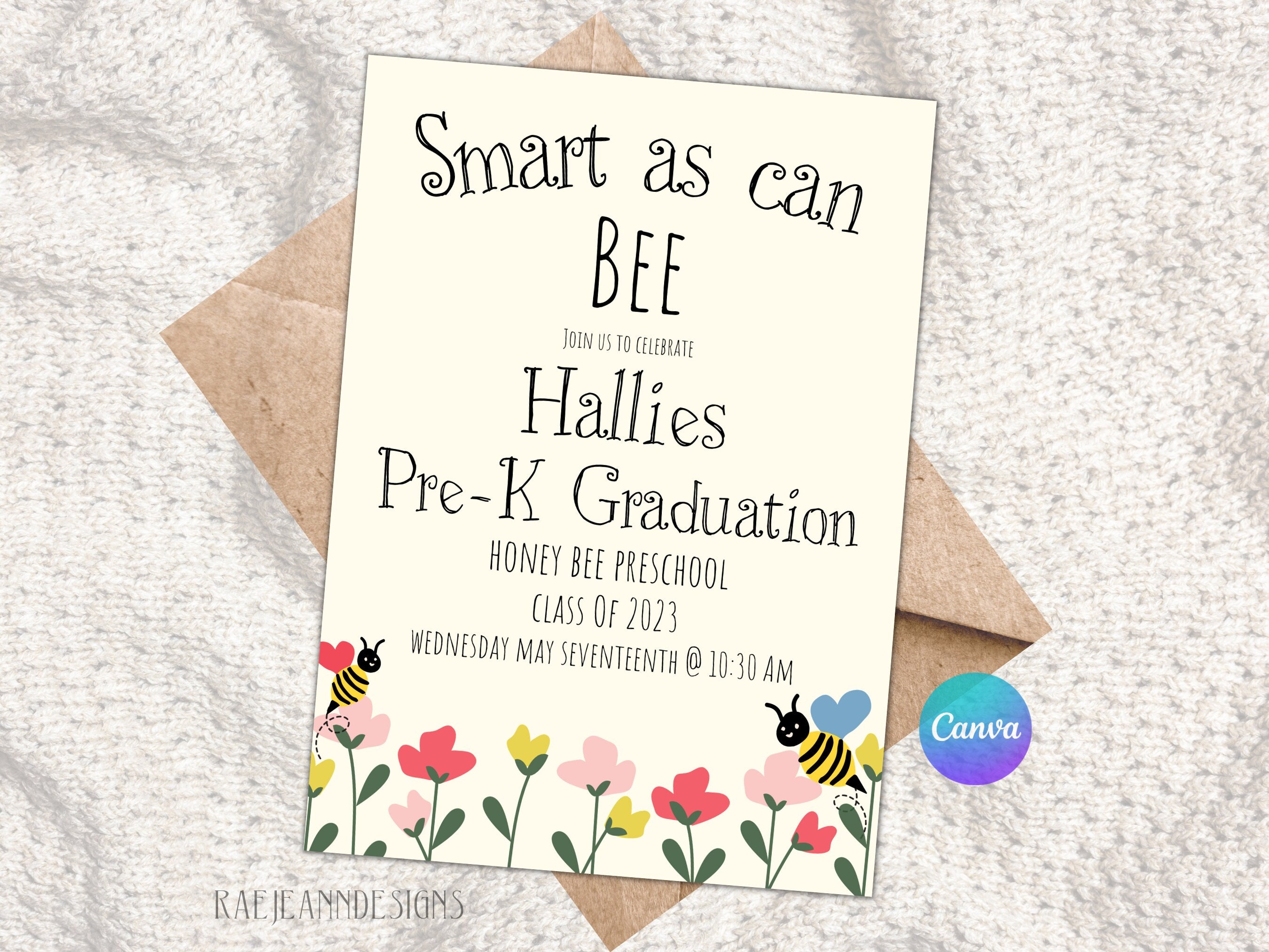 Preschool Graduation Invitation-preschool Invitation-kindergarten ...