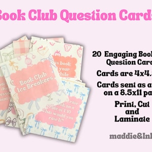 Book Club Questions-book Club Discussion Cards-book Club Guide-book ...