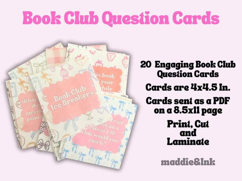 Book Club Questions-book Club Discussion Cards-book Club Guide-book ...