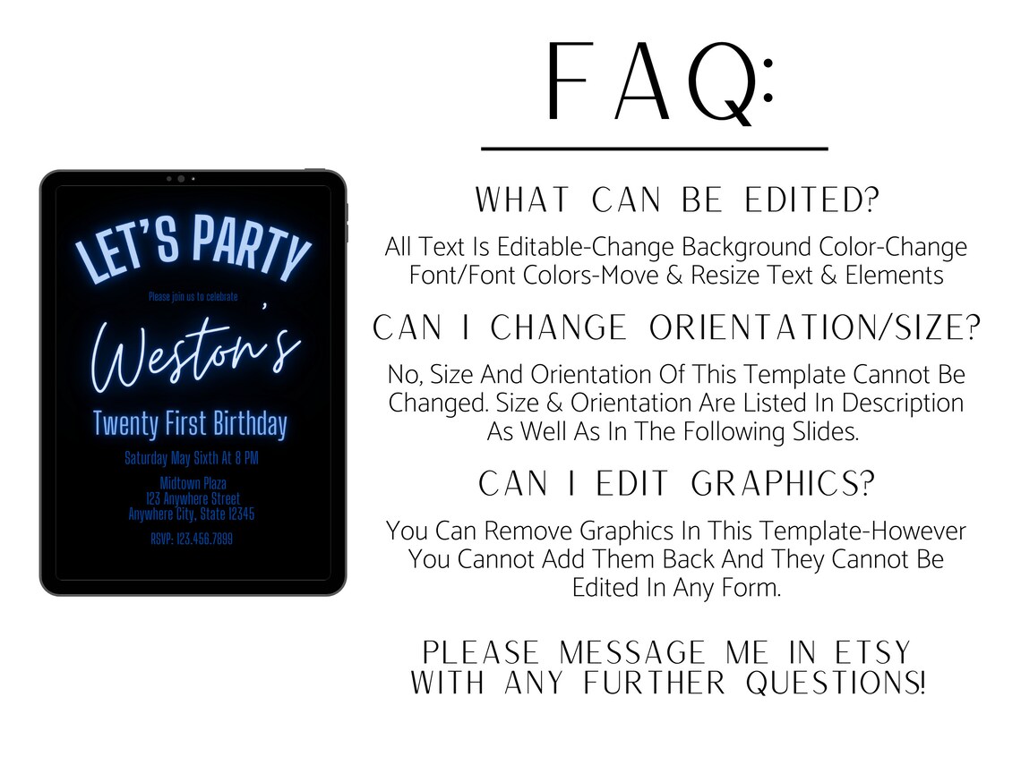 Neon Light Invitation-glow Party Invitation-neon Light Birthday ...