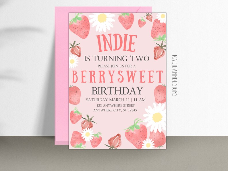Berry Sweet Birthday Invitation-strawberry Birthday Party Invitation ...