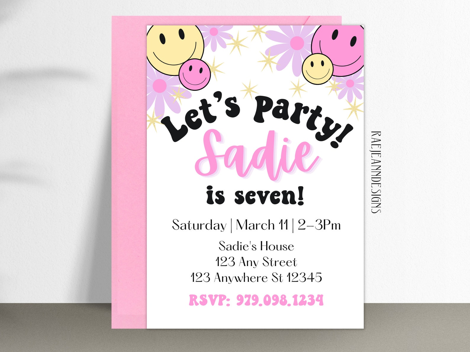 Smiley Face Birthday Invitation-retro Smiley Face Birthday-happy Face ...