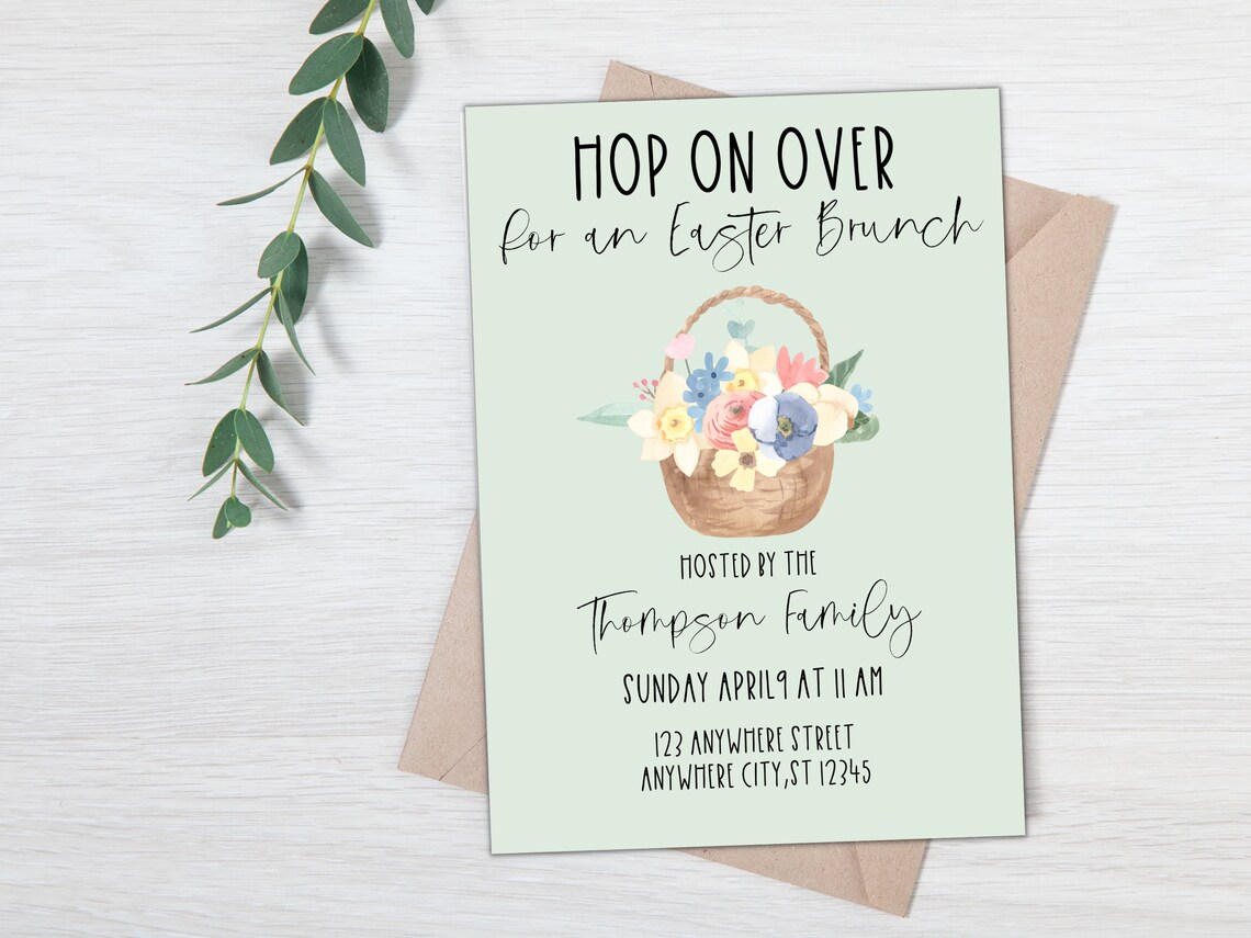Hop on Over Easter Invitation-easter Brunch Invitation-easter Brunch ...