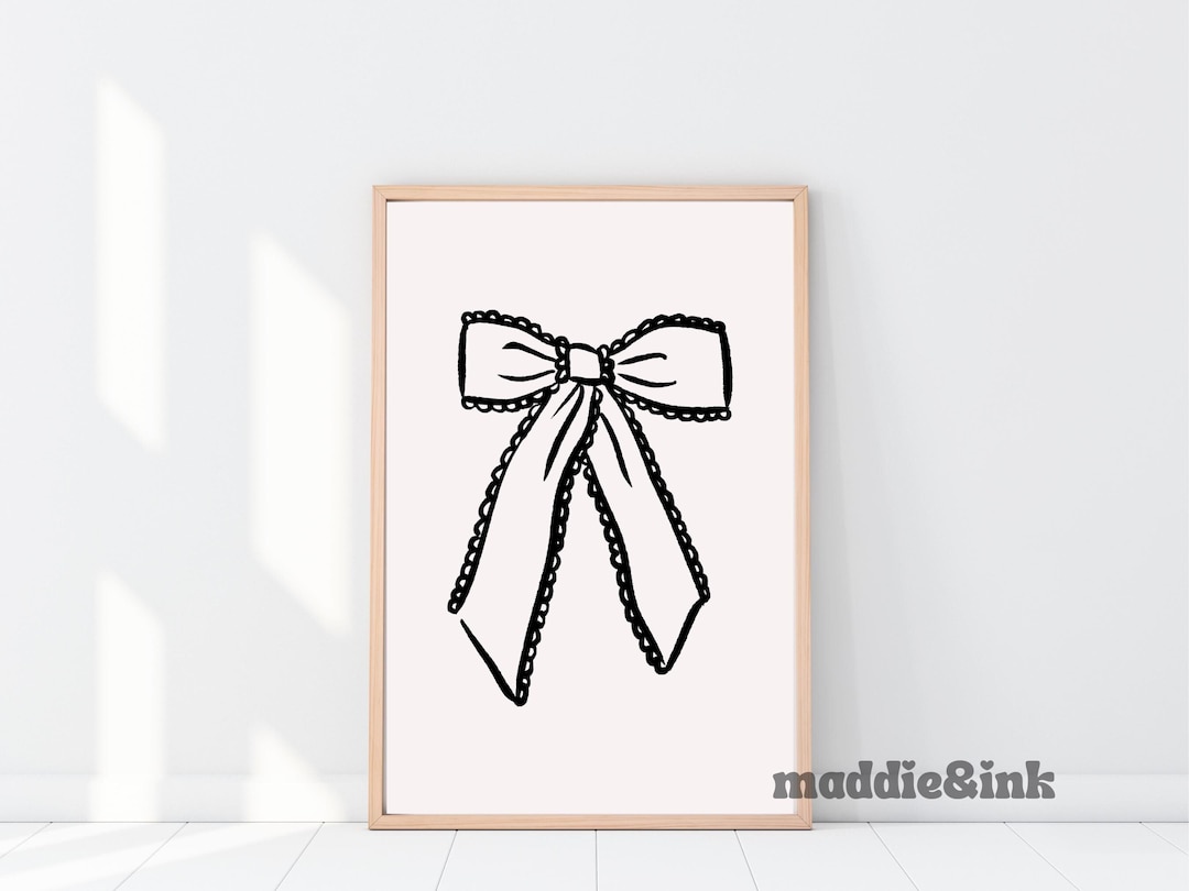 Nursery Bow Print-bow Art Print-bow Wall Art-black Bow Print-bow Wall ...
