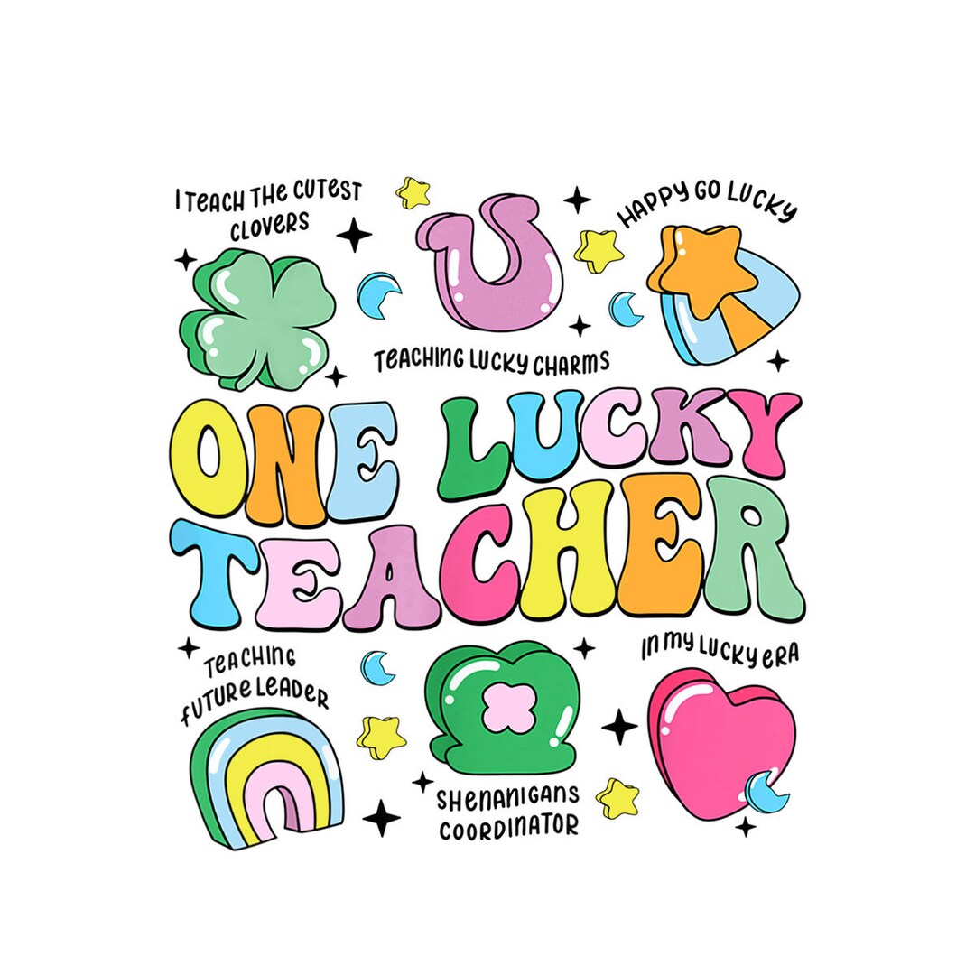 One Lucky Teacher Retro Teacher St Patrick's Day Teaching Digital Png ...