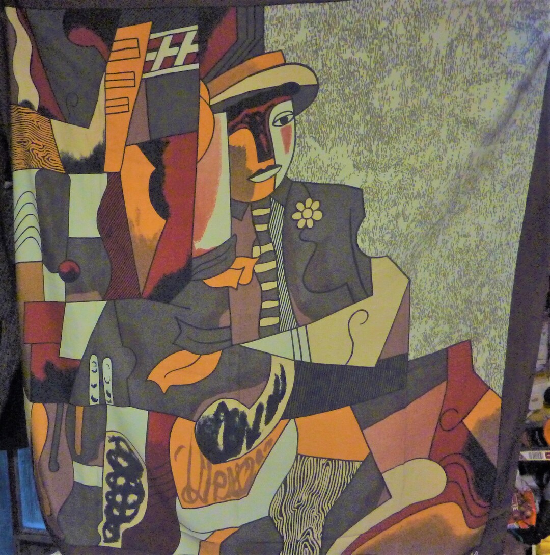 Pablo Picasso Brown Made Paris Square Silk Scarf 33ins 84cms Man Hat ...
