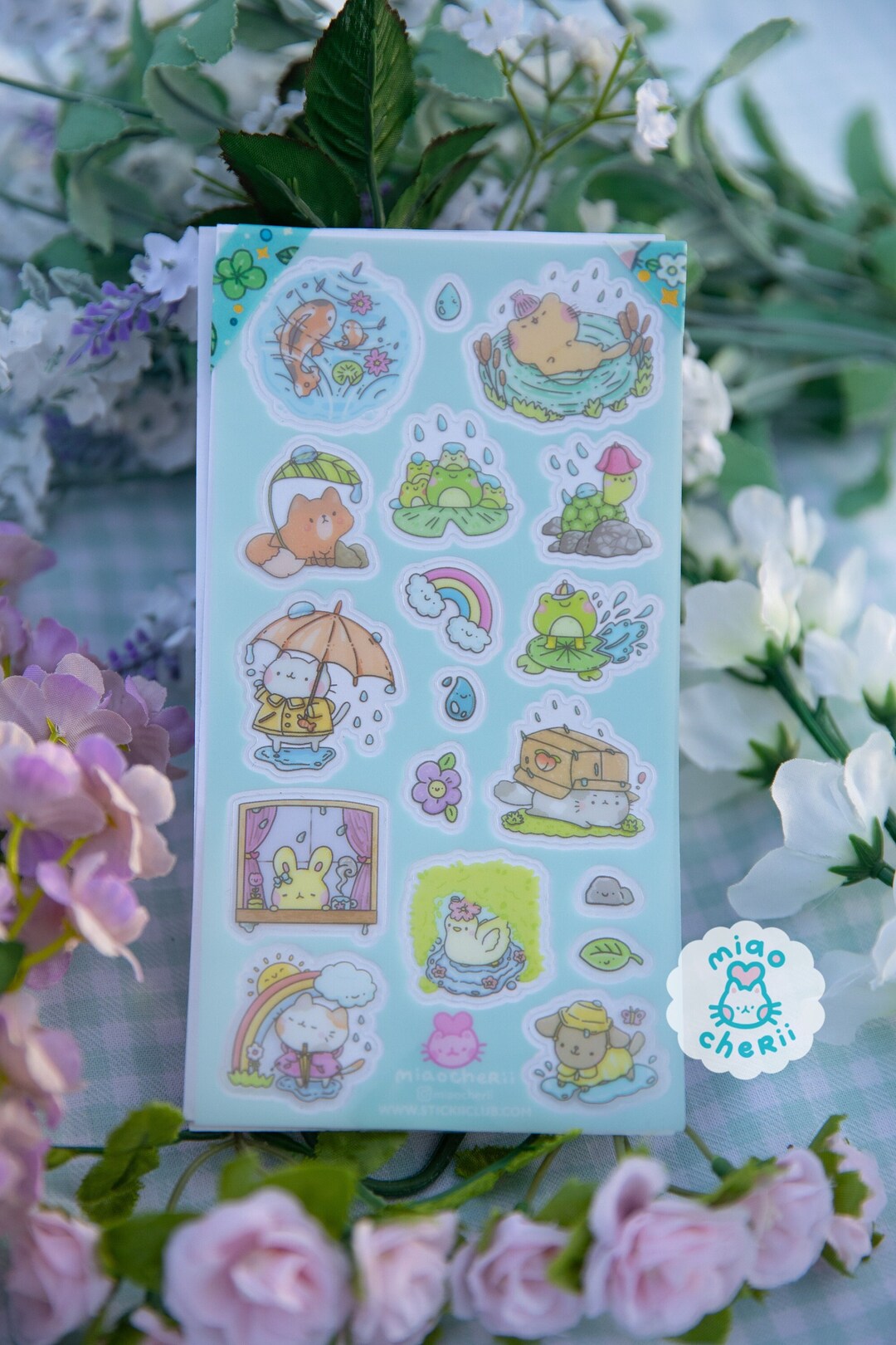 Rainy Day Cute Animal Sticker Sheet Super Cute, Pastel and Kawaii Cats ...